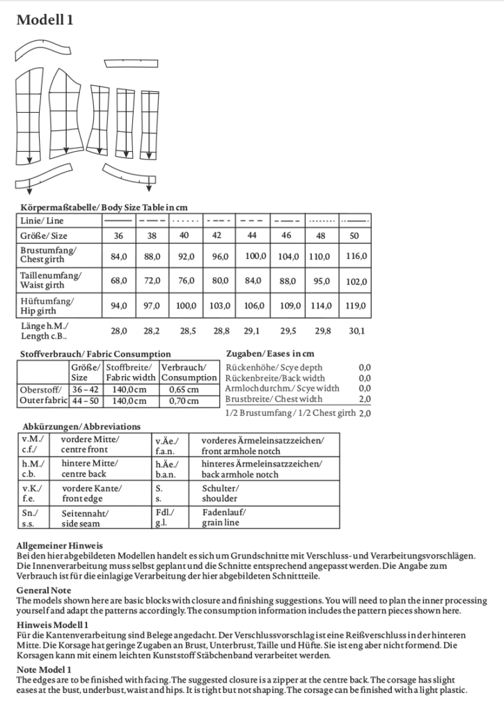 Pattern Basic Corsage & Corset Block for Women › M.Mueller & Sohn